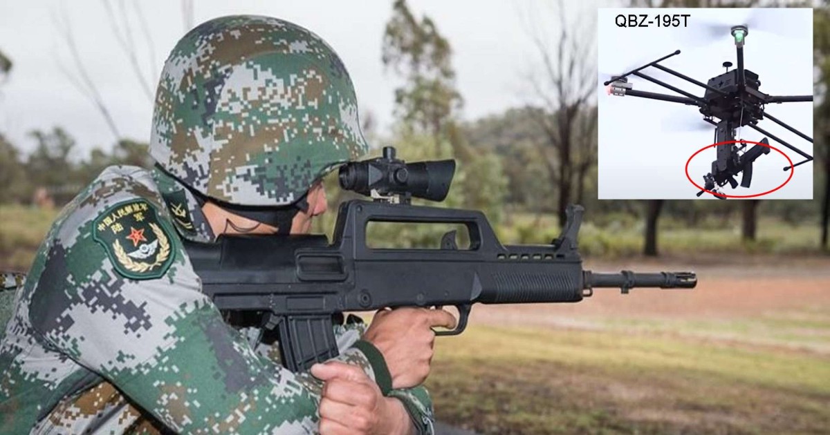Вдохновились украинской разработкой: в Китае к FPV-дронам прикрутили штурмовые винтовки QBZ-95 ...